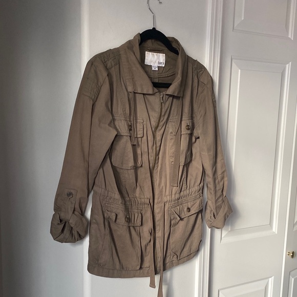 Bar III | Jackets & Coats | Bar Iii Army Green Zipper With Waist Tie ...